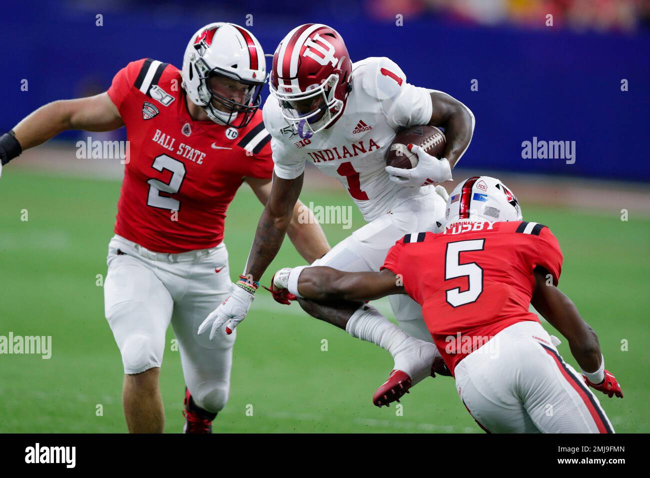 Indiana wide receiver Whop Philyor (1) cuts between Ball State ...