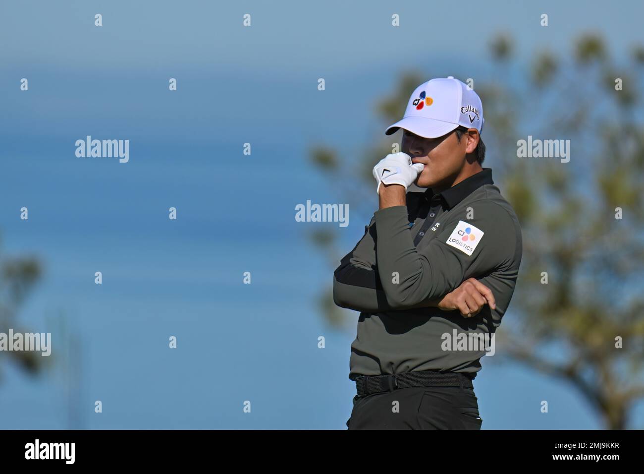January 27, 2023: Si Woo Kim reacts to a shot on the 2nd hole during ...