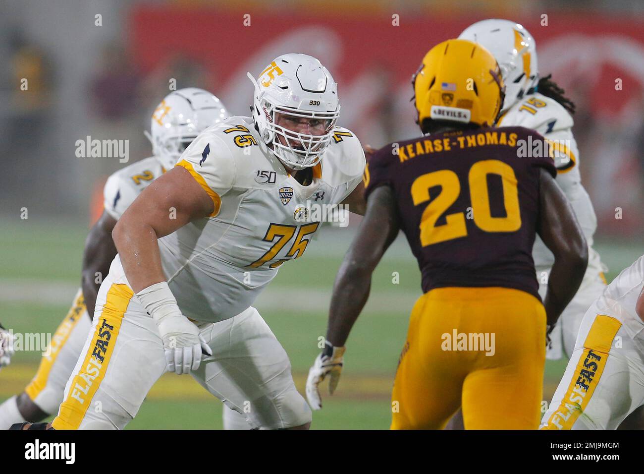 Kent State Golden Flashes offensive lineman Adam Gregoire (75) during ...