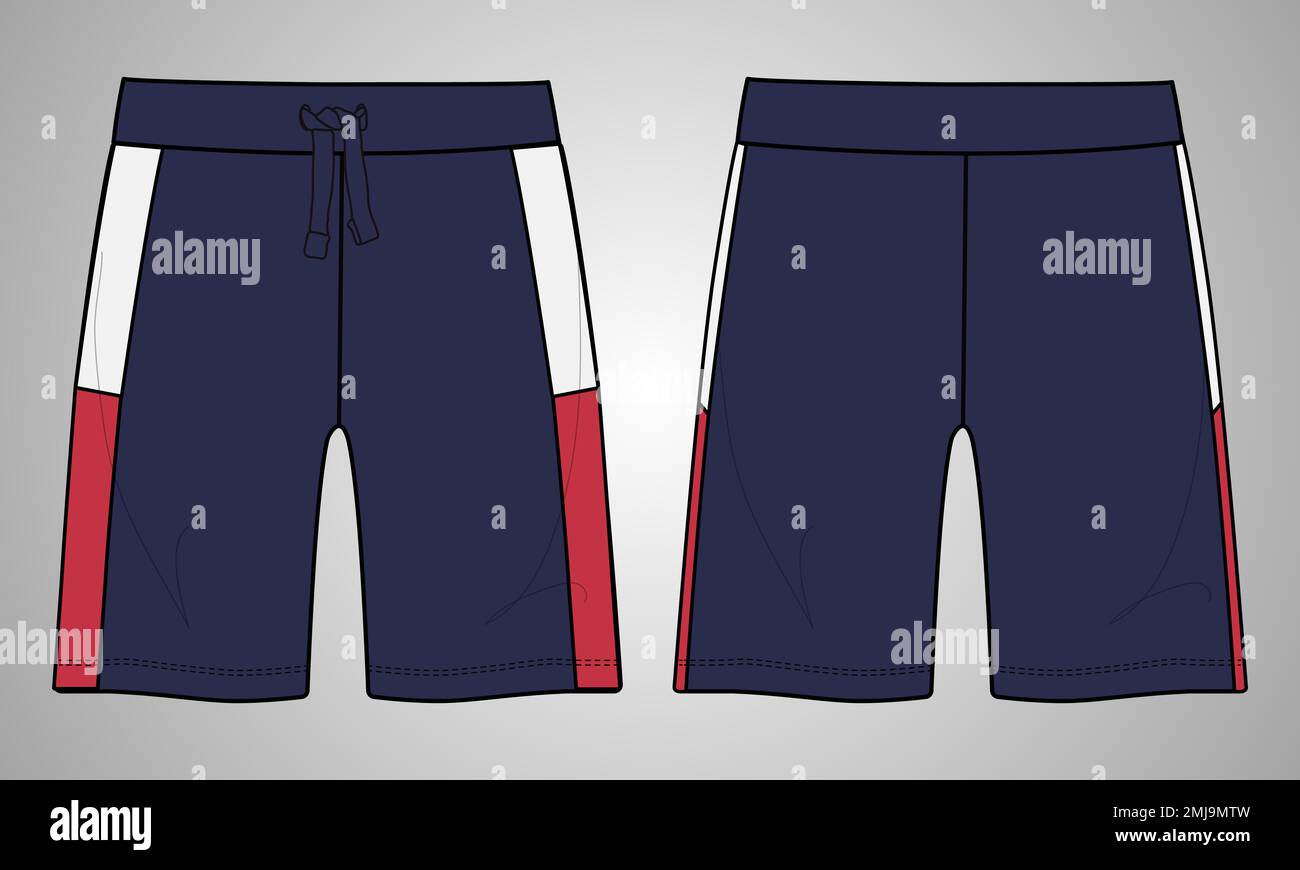 Boys Sweat Shorts vector fashion flat sketch template. Young Men ...