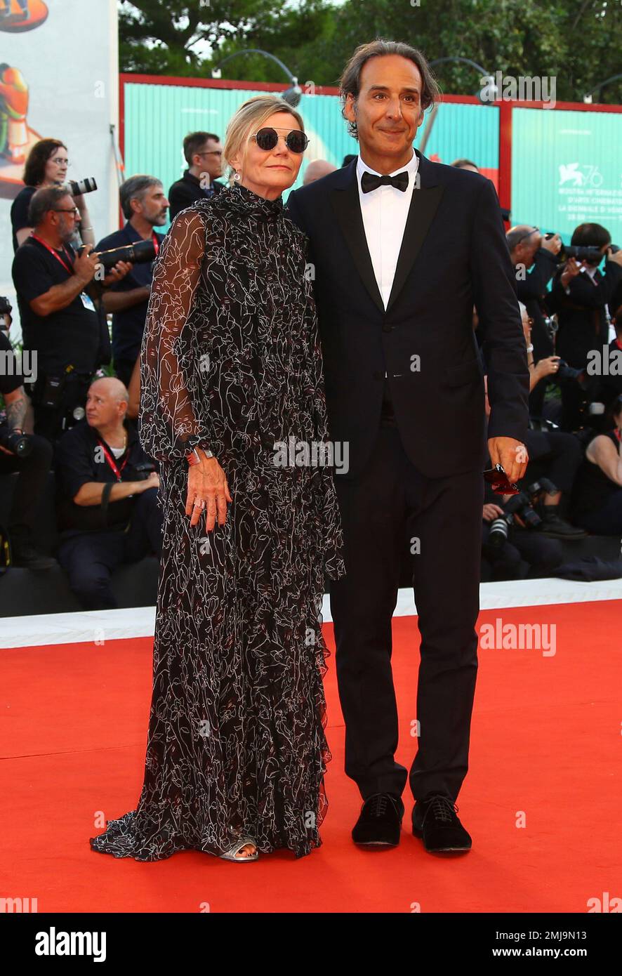 Composer Alexandre Desplat, right, and his wife Dominique Lemonnier ...