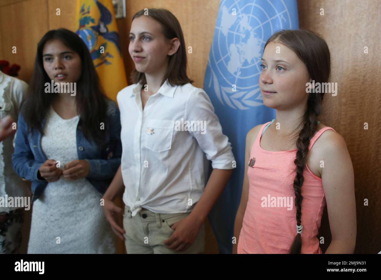 Climate activists Xiye Bastida, left, Alexandria Villasenor, center and ...
