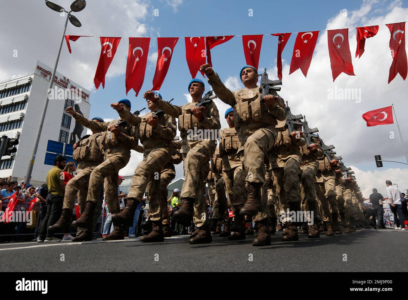 Turkey's Forces officers parade for Victory Day, in Istanbul, Friday ...
