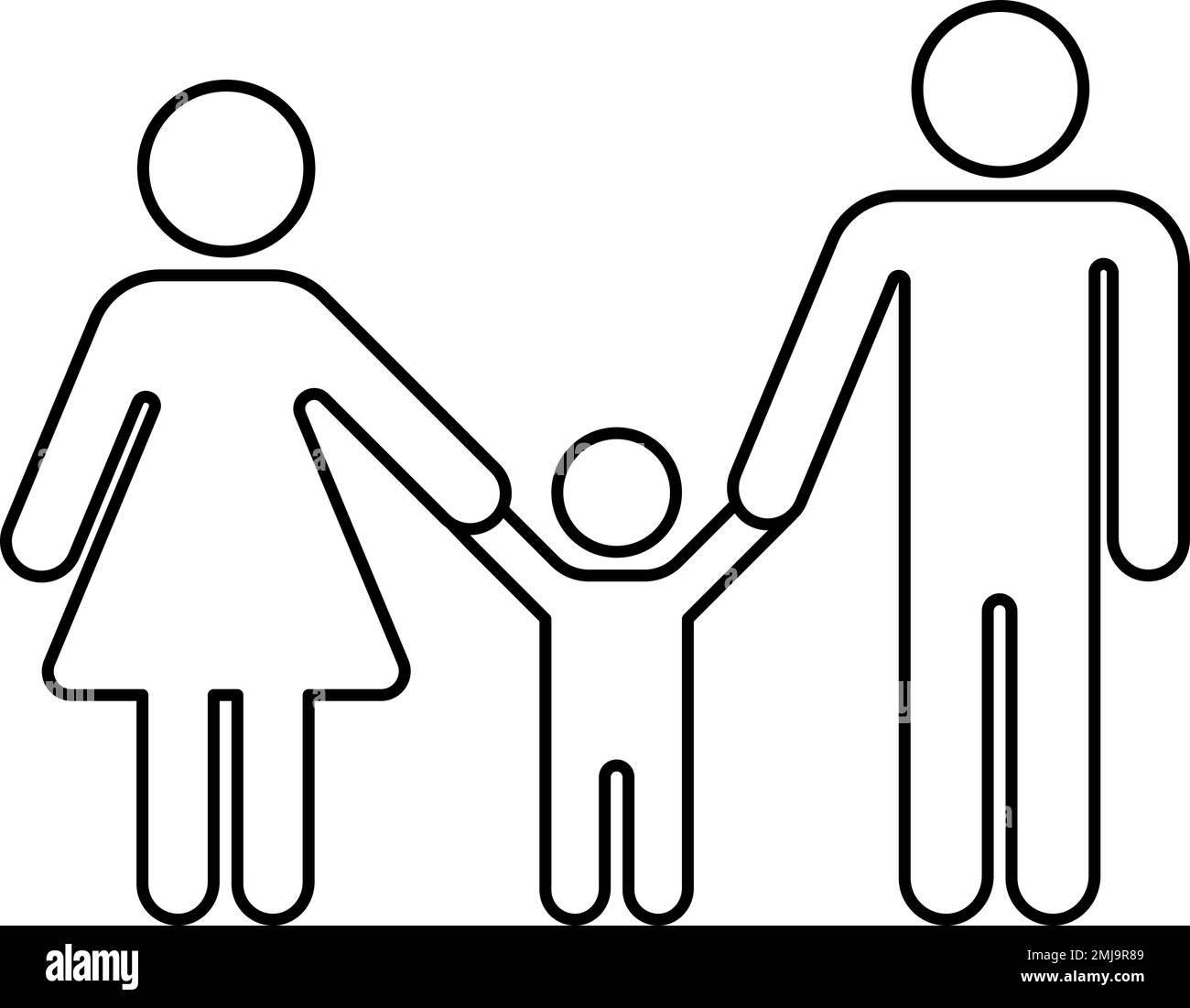 Happy father children family icon Black and White Stock Photos & Images ...