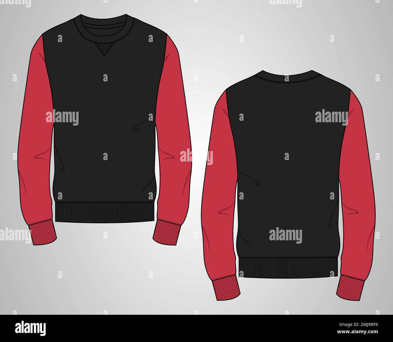 Long sleeve Sweatshirt overall fashion Flat Sketches technical drawing ...