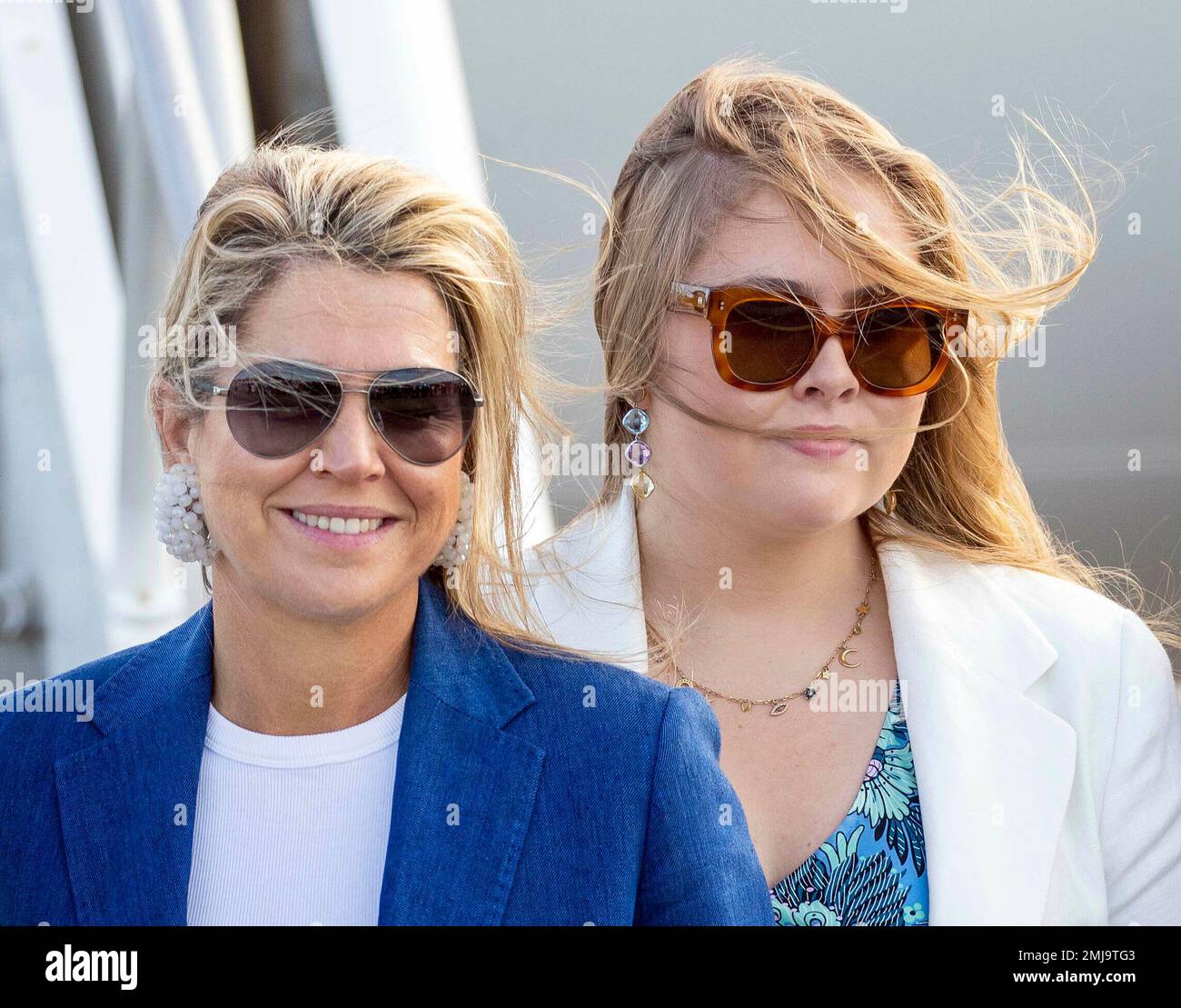 Queen Maxima and Princess Amalia of The Netherlands arrive at Bonaire ...