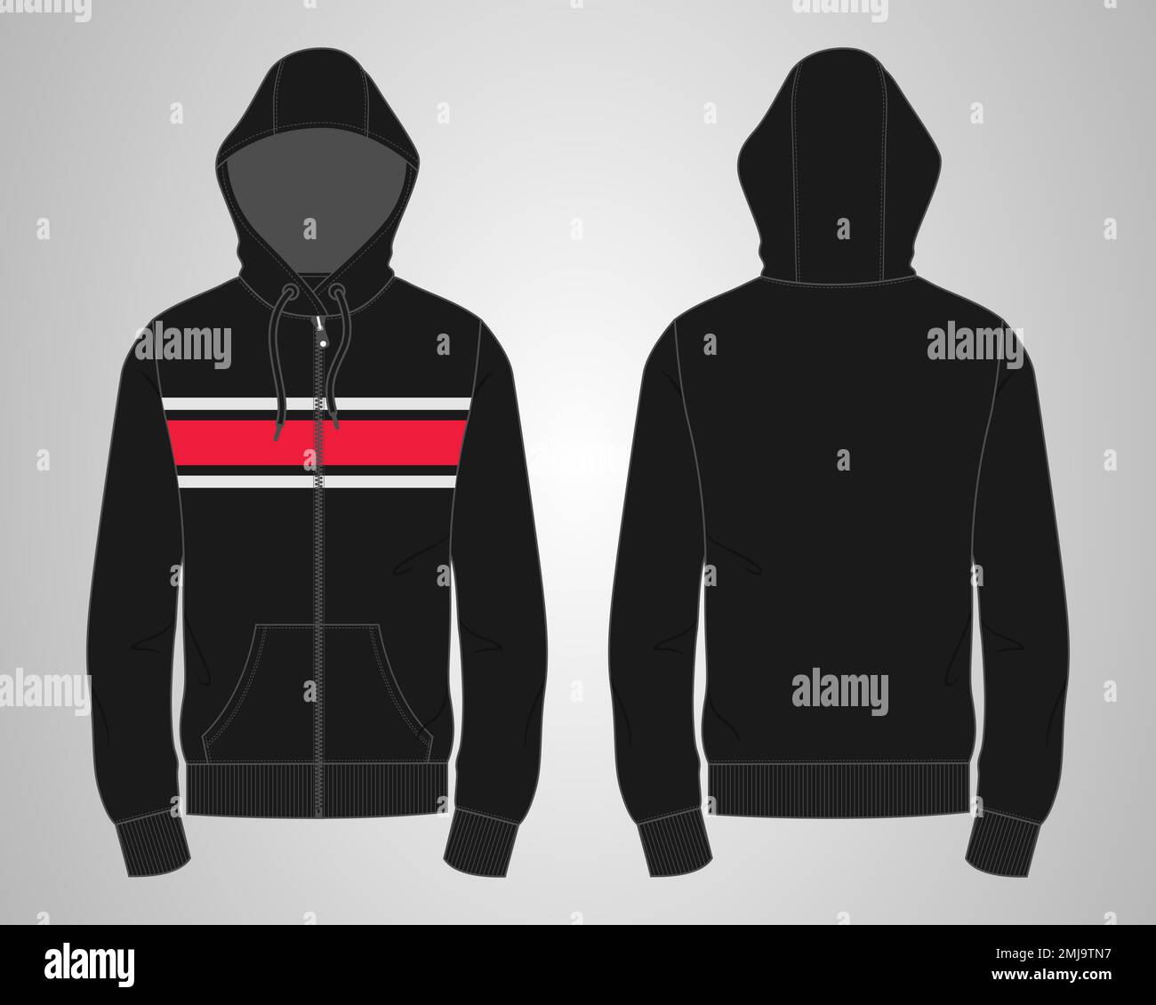 Long sleeve hoodie technical fashion Drawing sketch template front and ...