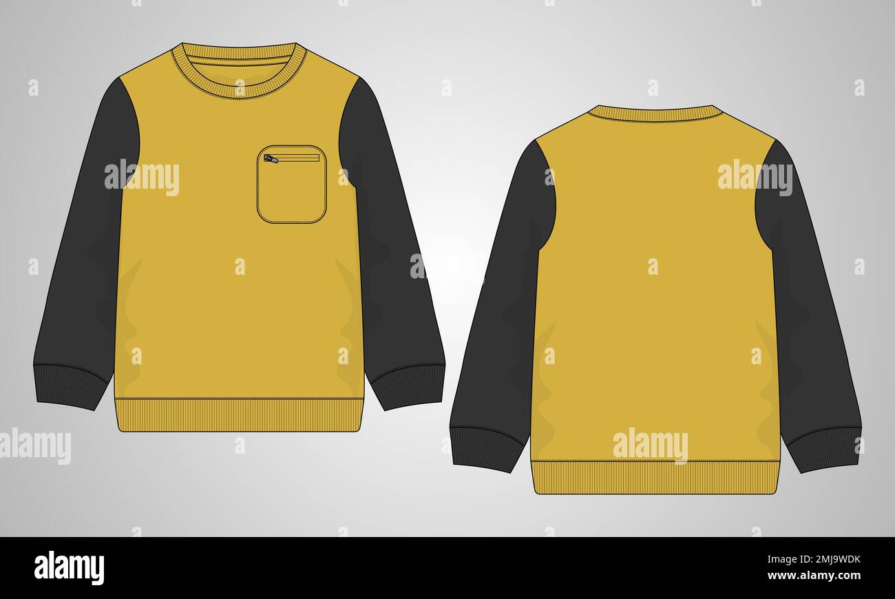 Long sleeve Sweatshirt overall fashion Flat Sketches technical drawing ...