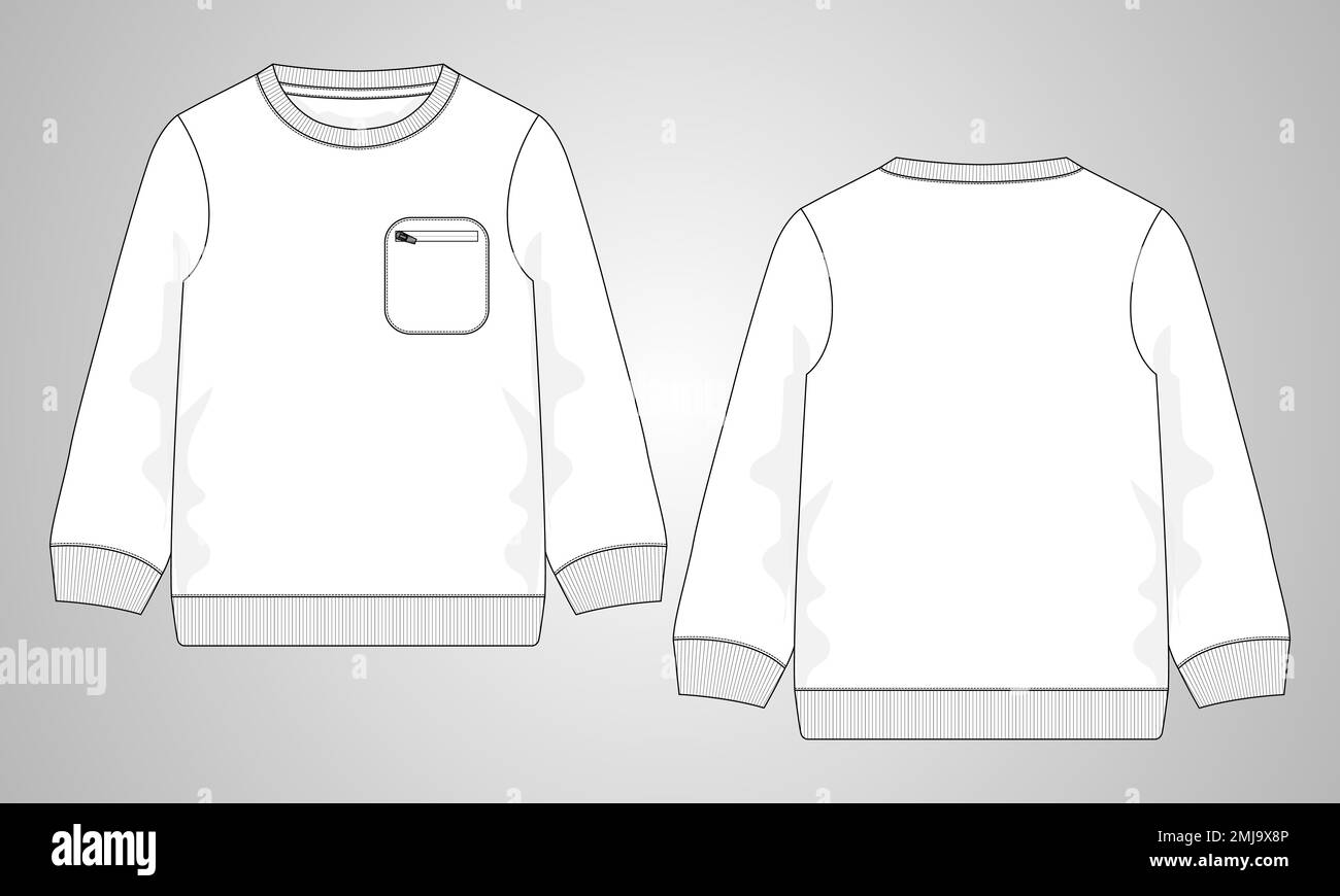 Long sleeve Sweatshirt overall fashion Flat Sketches technical drawing ...