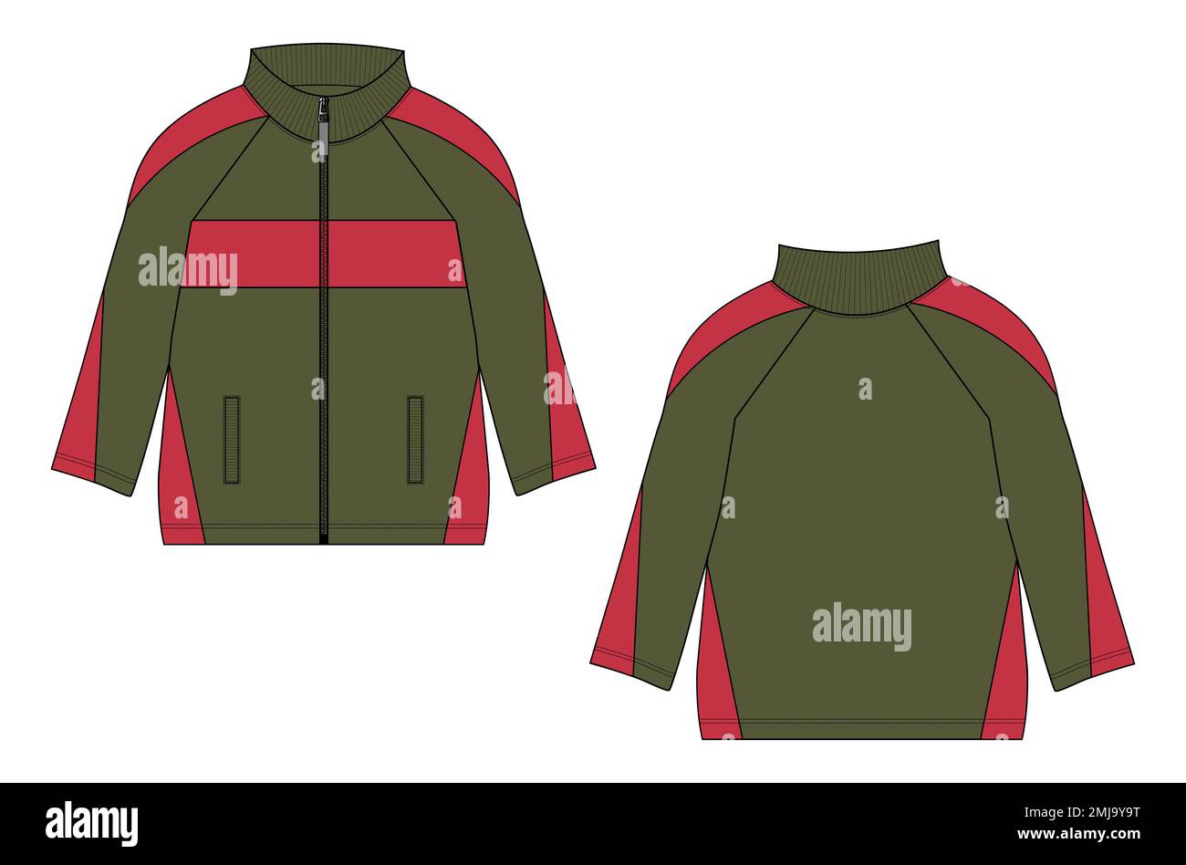 Long sleeve jacket technical fashion flat sketch vector illustration ...