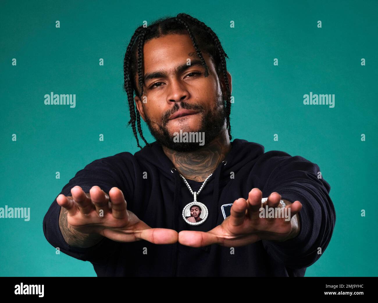 This July 26, 2019 photo shows rapper Dave East, a cast member in the ...