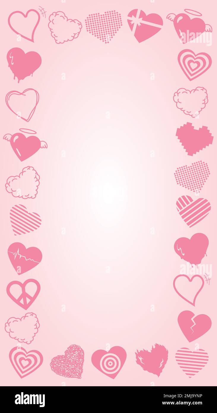 Valentines day frame vector, cute heart border design Stock Vector ...