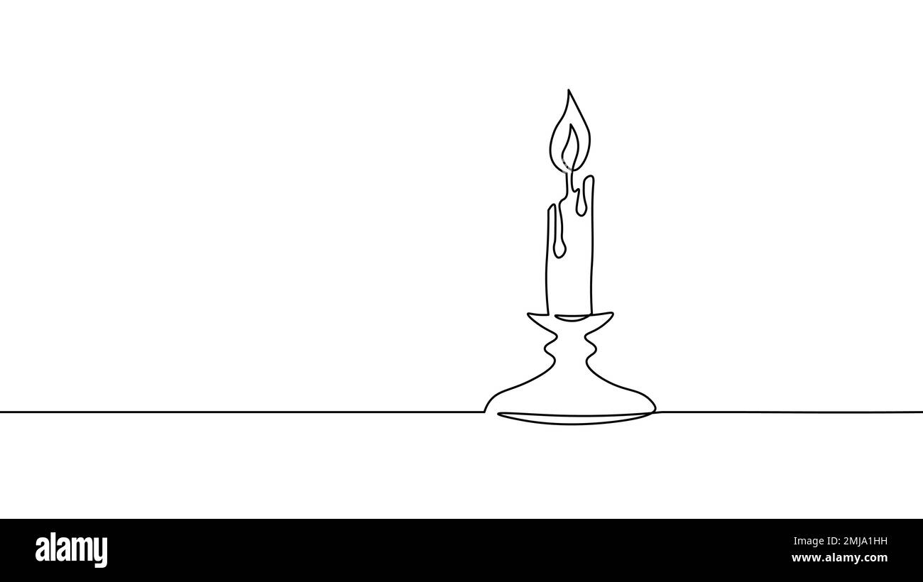 One line continuous lightning candle symbol concept. Silhouette of ...