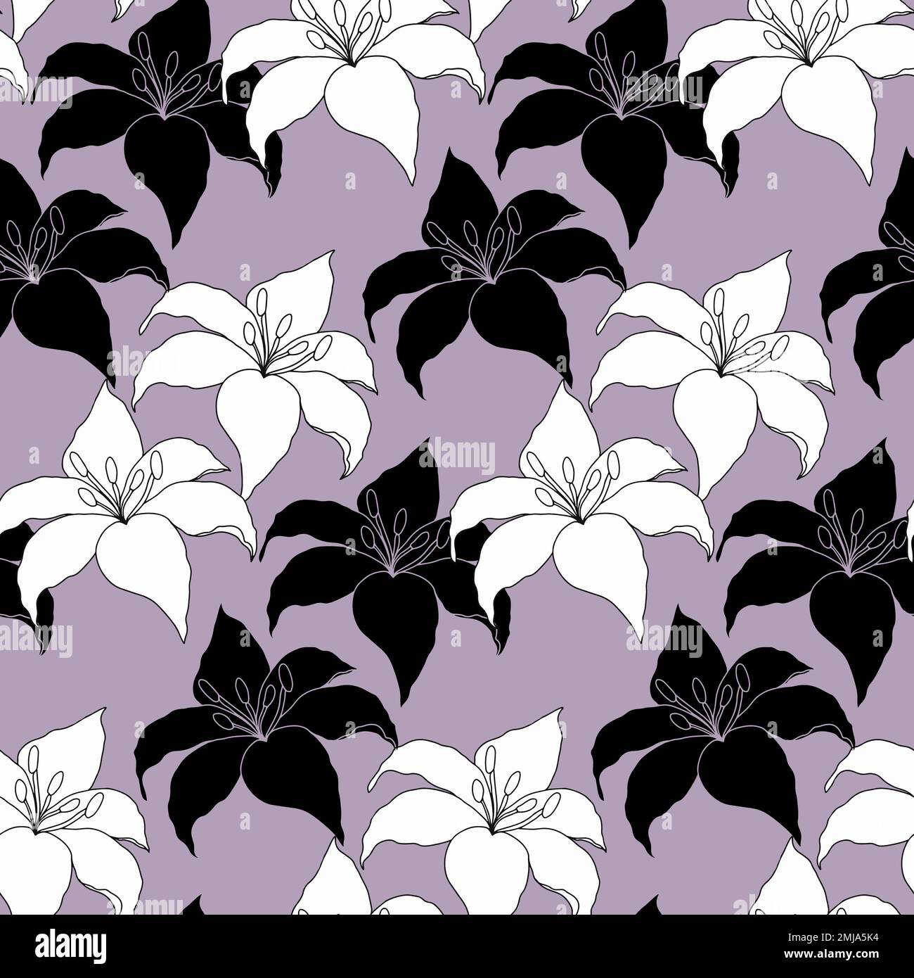 Lilly flower head for textile design, seamless pattern for wallpaper or ...