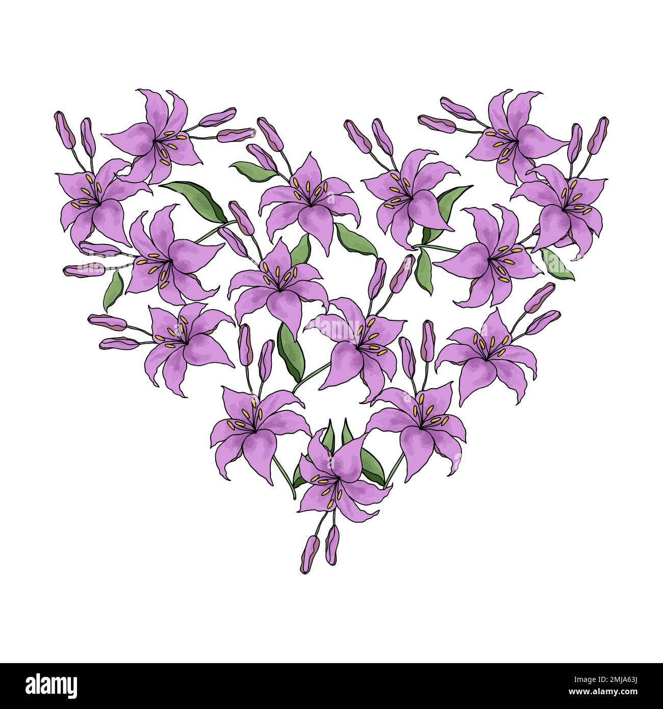 Lilly hand drawn flower hearts frame for card or invite Stock Vector ...