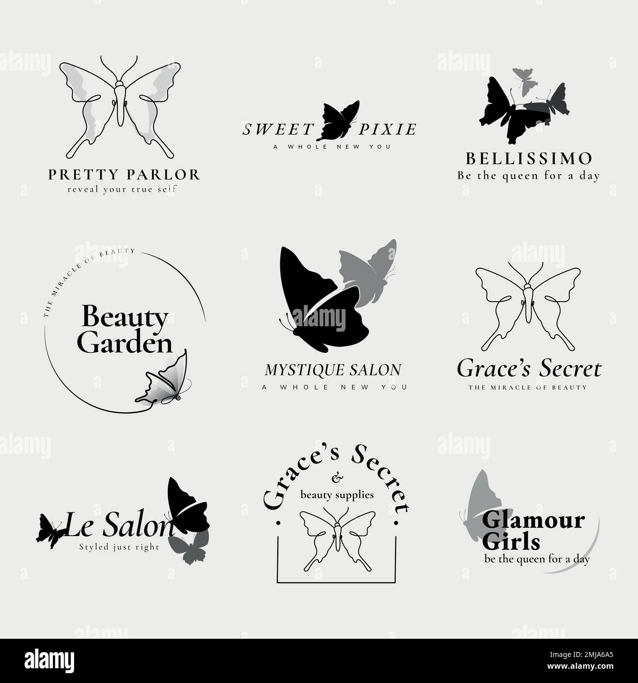Butterfly logo template, beauty business, black creative flat graphic ...