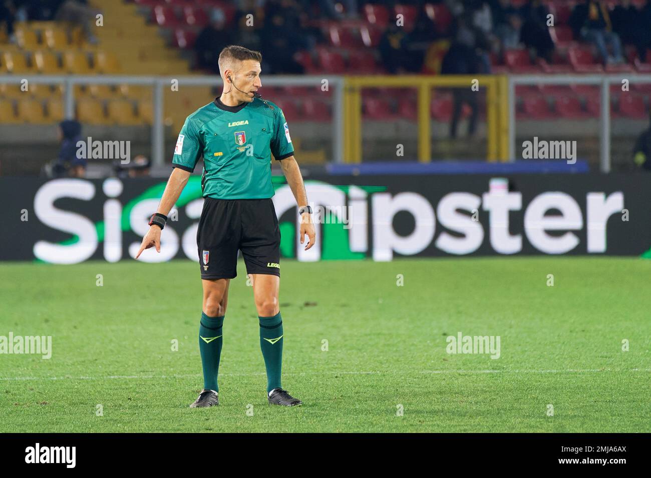 Via Del Mare stadium, Lecce, Italy, January 27, 2023, the referee ...