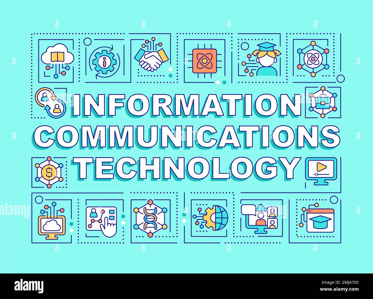 Information communication technology word concepts mint green banner ...
