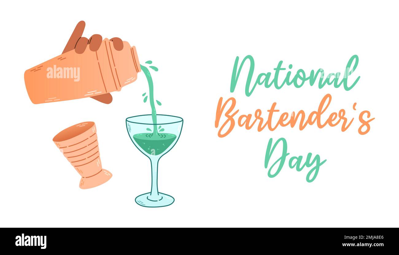 National Bartender Day. Holiday concept. Background, banner, card, poster with text inscription ...