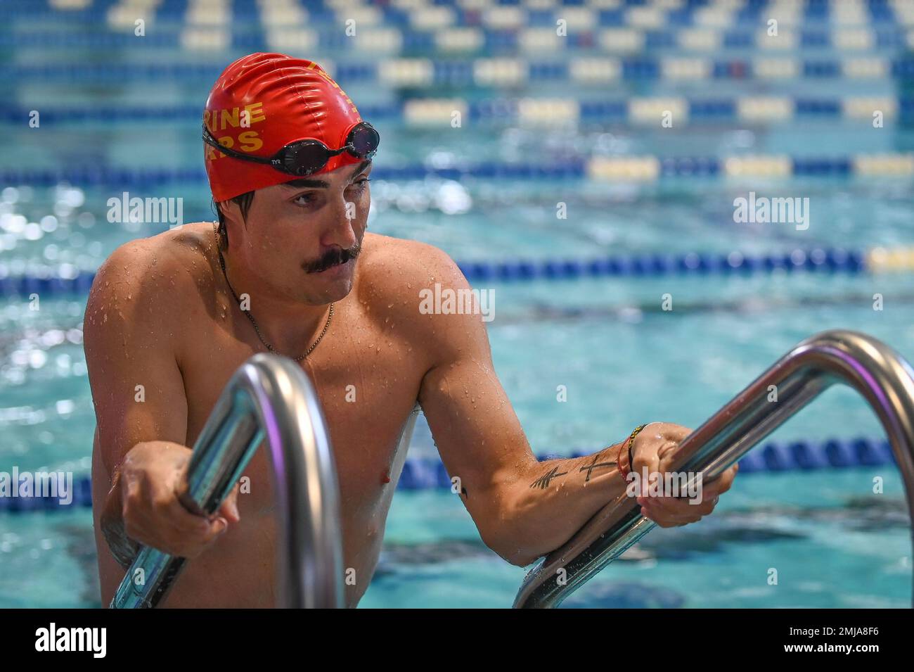 U.S. Marine Corps Sgt. Patrick MacDonald, veteran, competes in swimming ...