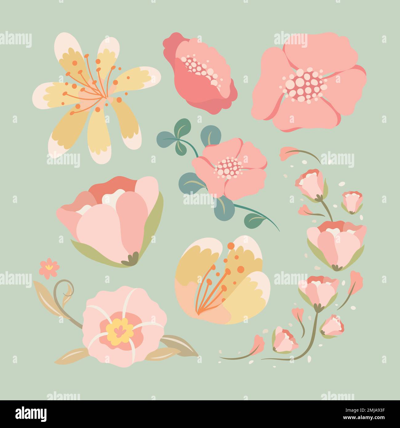 Pastel flower, spring clipart cute vector illustration Stock Vector ...