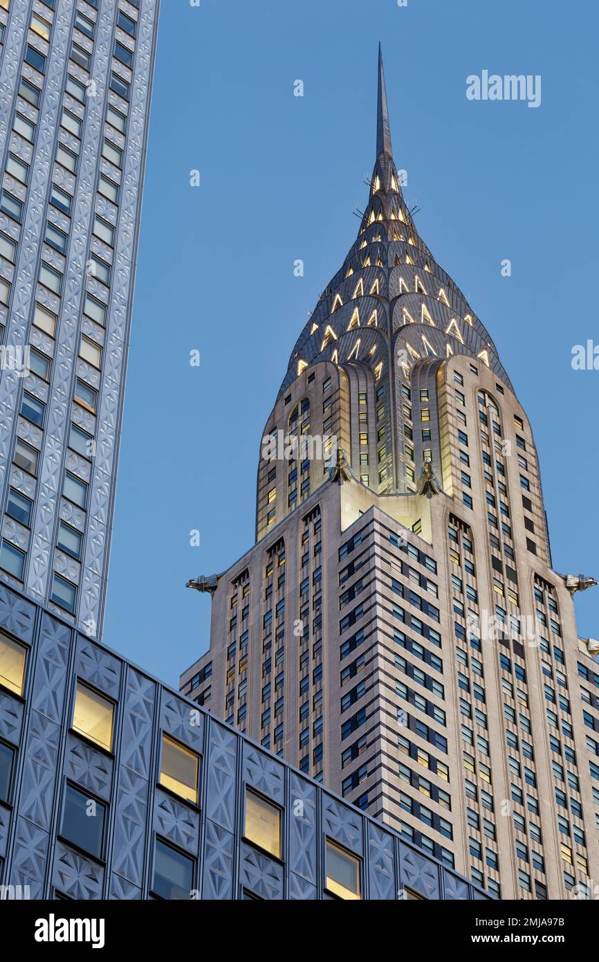 Chrysler Building’s iconic crown, framed by the stainless steel-clad ...