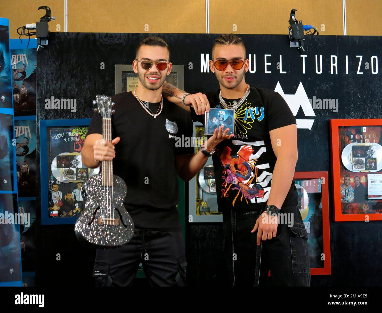 Colombian musicians Julian Turizo, left, and Manuel Turizo, pose for ...
