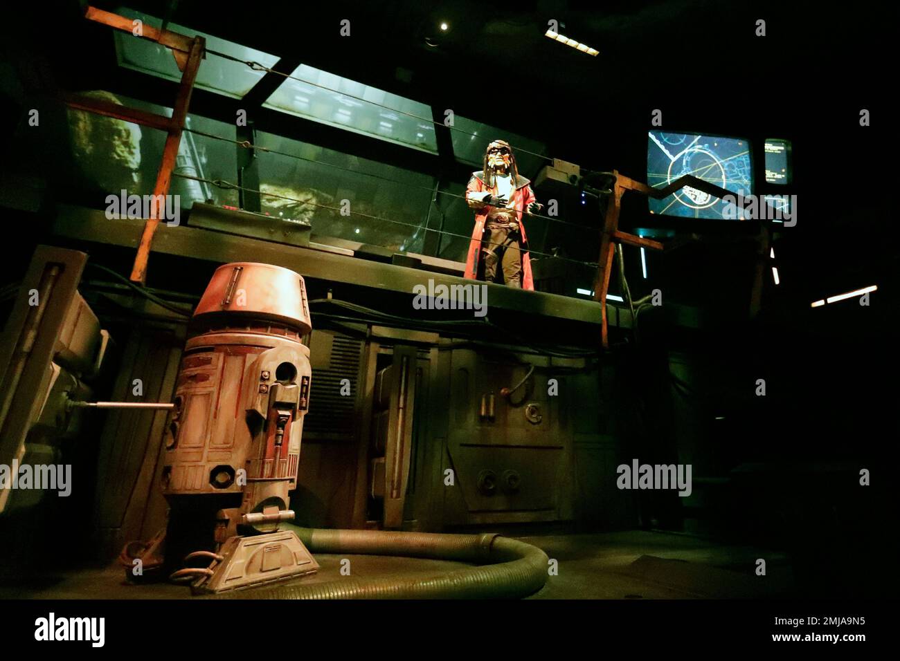 Hondo Ahnaka welcomes guests in the cue of the Millennium Falcon ...