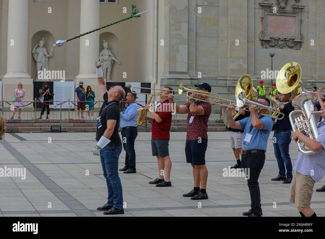U.S. Army Sgt. Jeremy Leach, drum major of the 1st Infantry Division ...