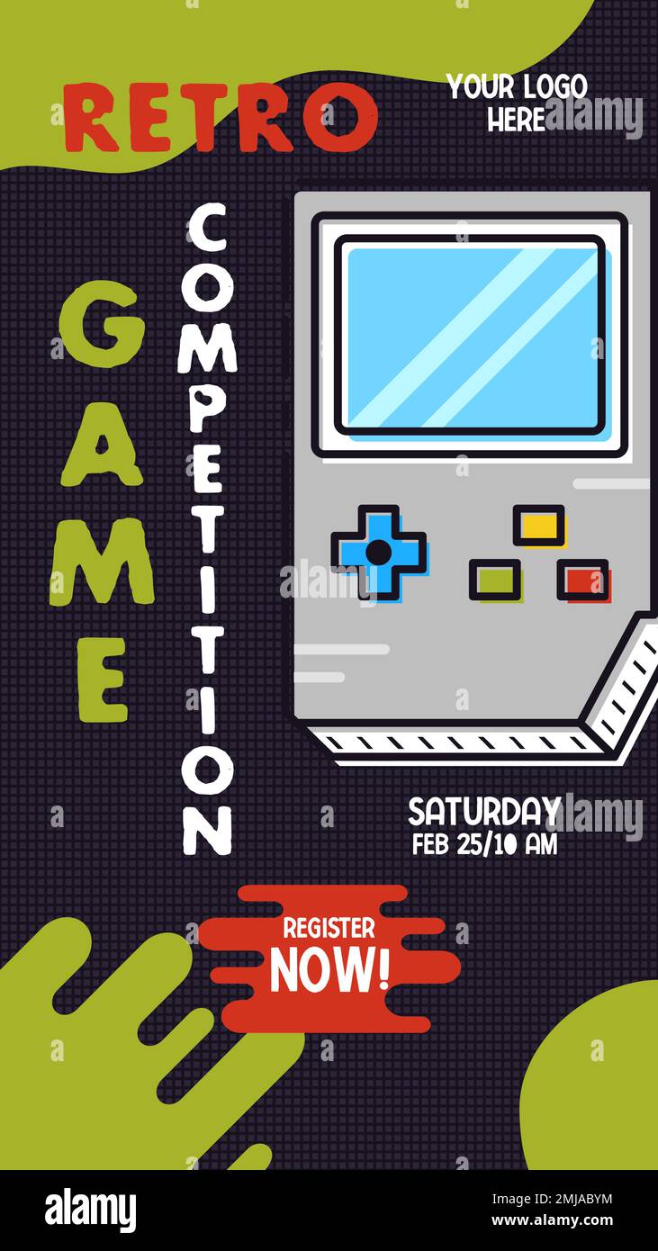 Social media stories template. Retro Gaming desin with vintage game ...