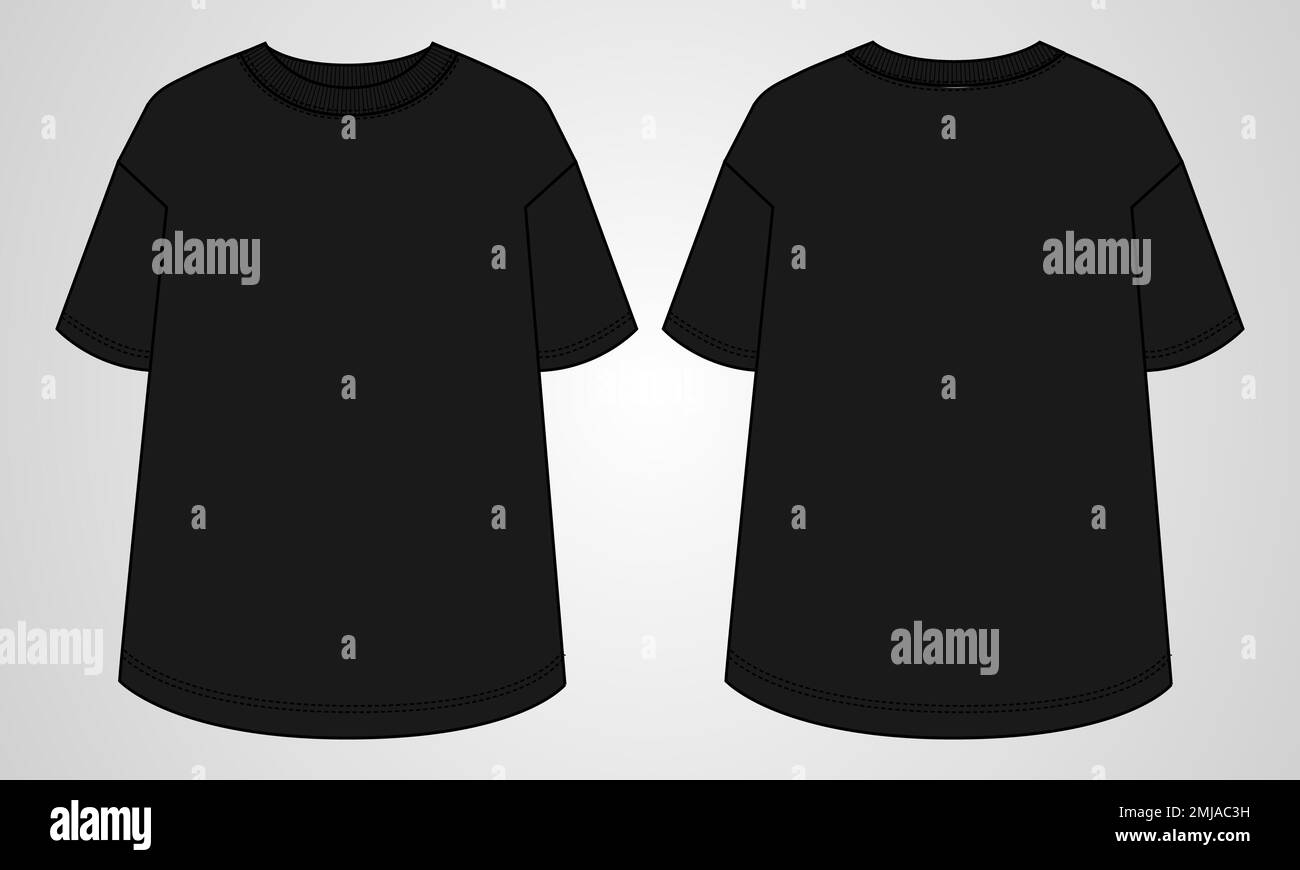 T-shirt Technical sketch fashion template for Women's. Vector art ...