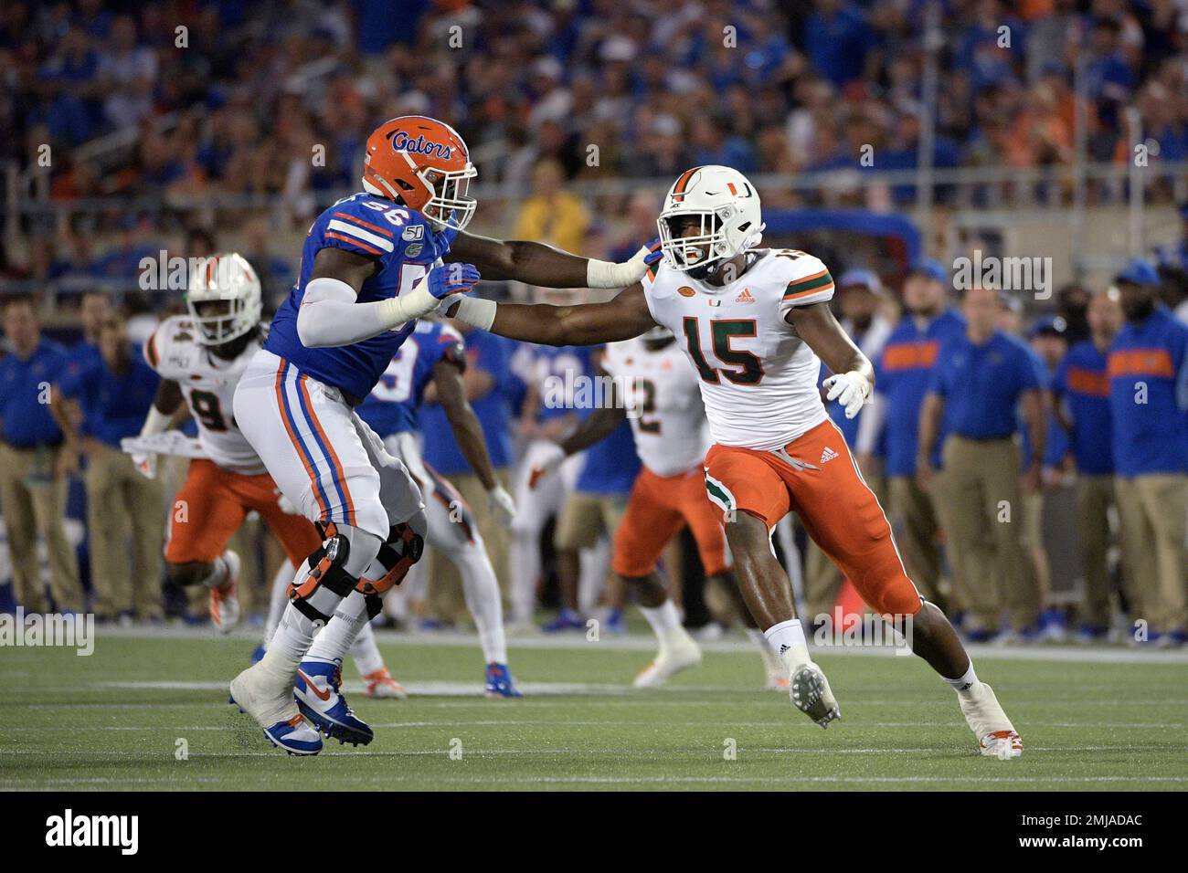 Florida offensive lineman Jean Delance (56) blocks against Miami ...