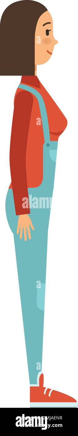 Industrial worker female character. Woman side view Stock Vector Image ...