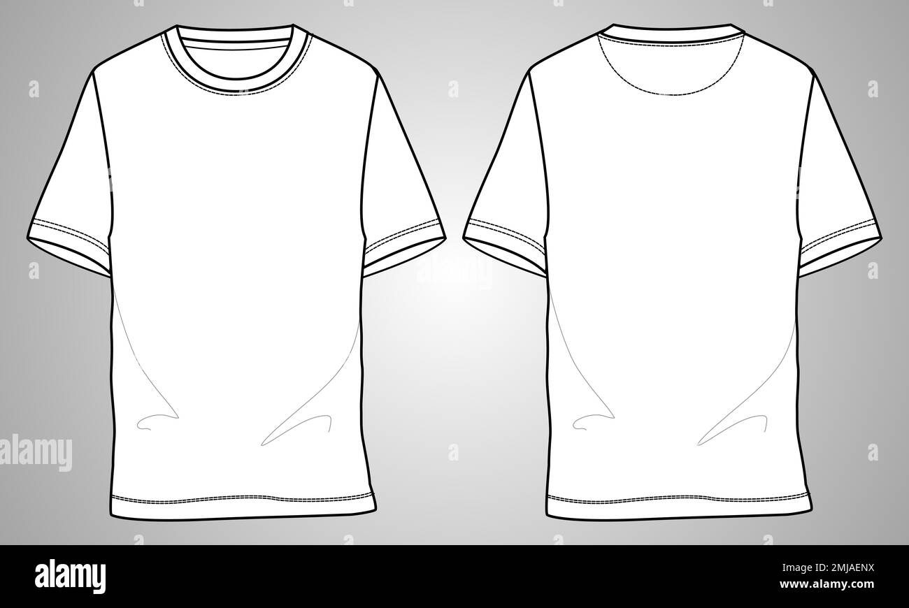 Short sleeve Basic T shirt overall technical fashion flat sketch vector ...