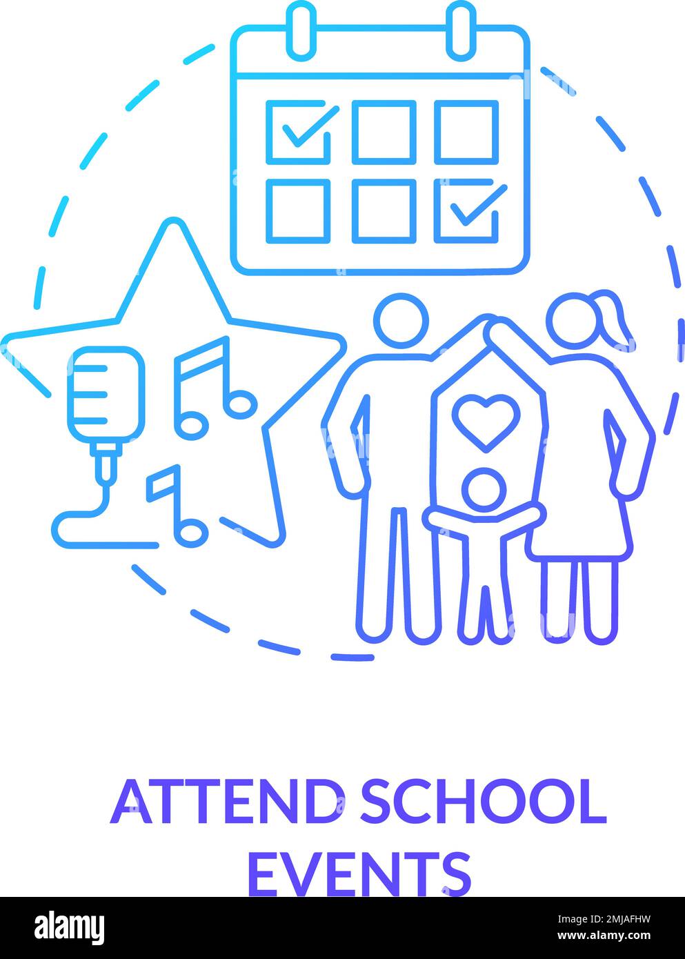 Attend school events blue gradient concept icon Stock Vector Image ...