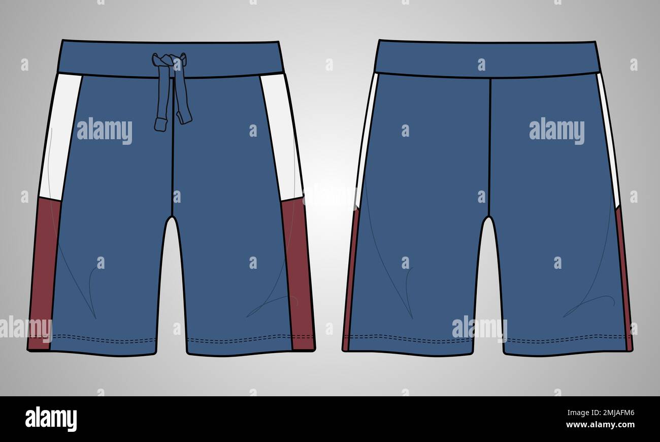 Boys Sweat Shorts vector fashion flat sketch template. Young Men ...