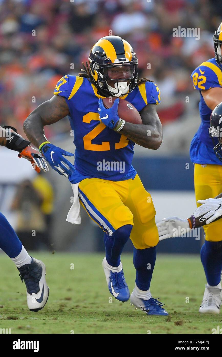 Los Angeles Rams running back Darrell Henderson runs the ball during a ...