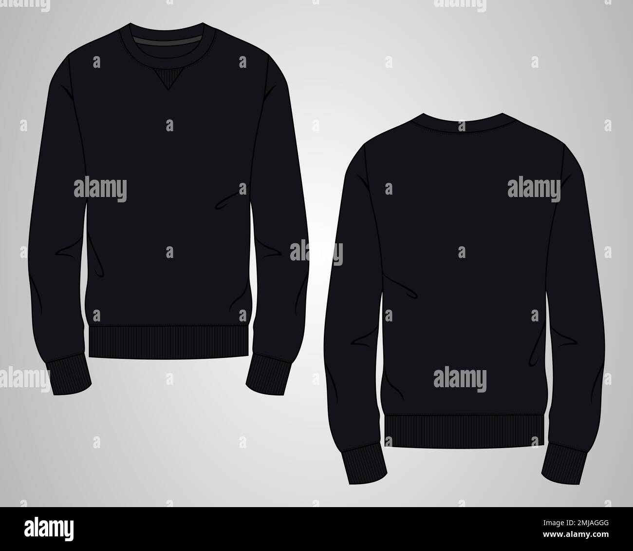 Long sleeve Sweatshirt technical fashion flat sketch vector ... Long sleeve Sweatshirt technical fashion flat sketch vector ...