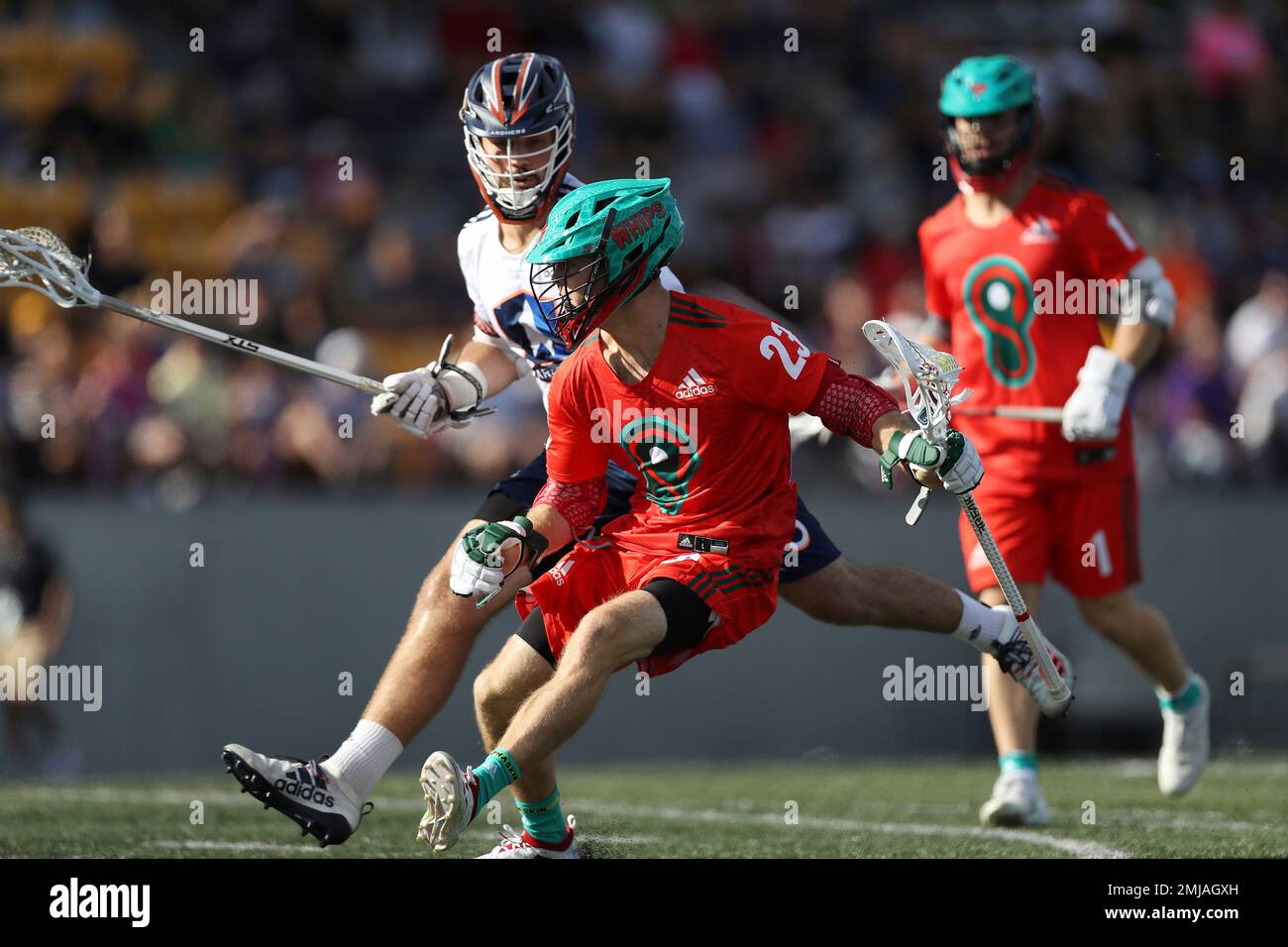 Whipsnakes' Drew Snider (23) runs with the ball during a Premier ...