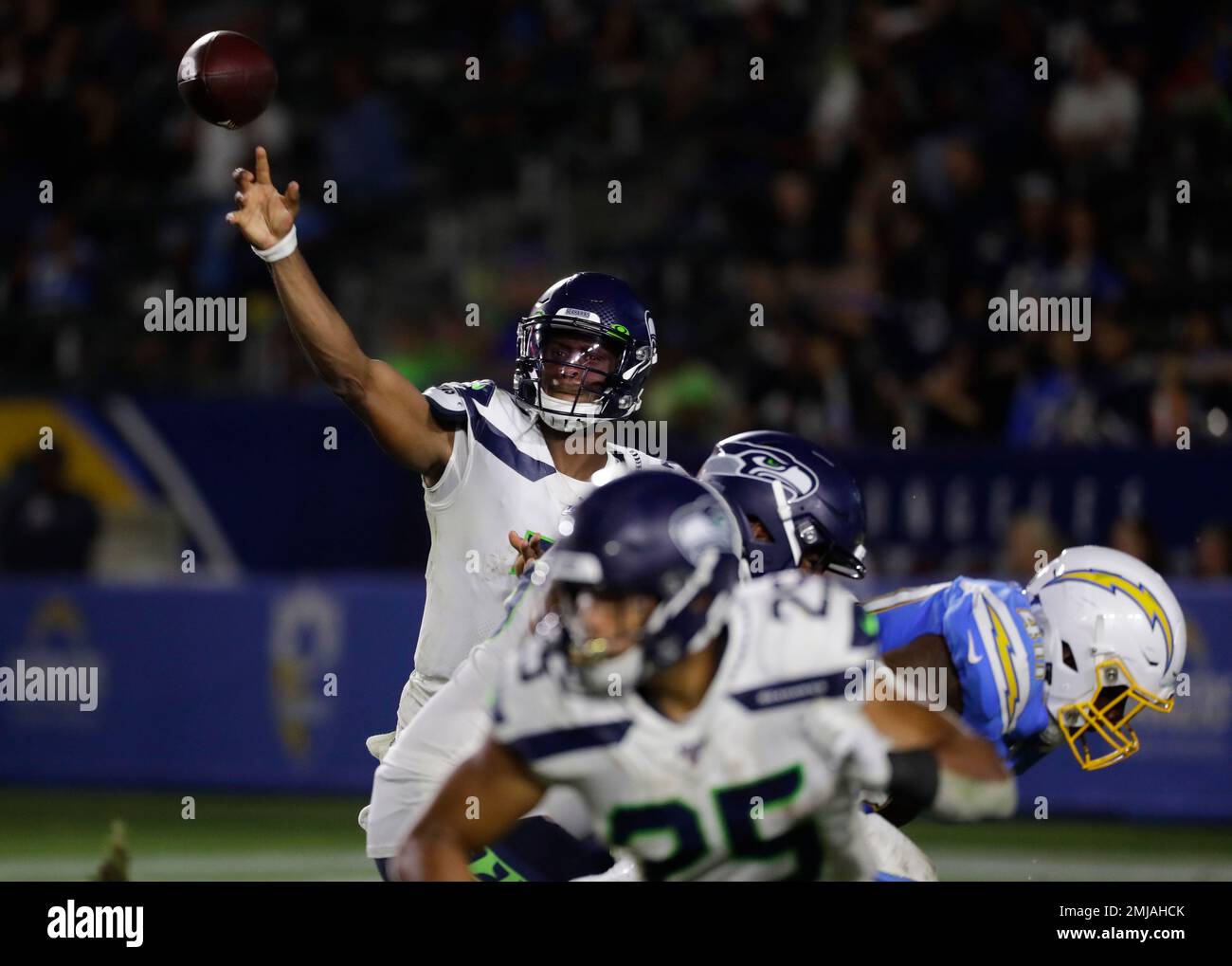 Seattle Seahawks quarterback Geno Smith (7) throws from behind his ...