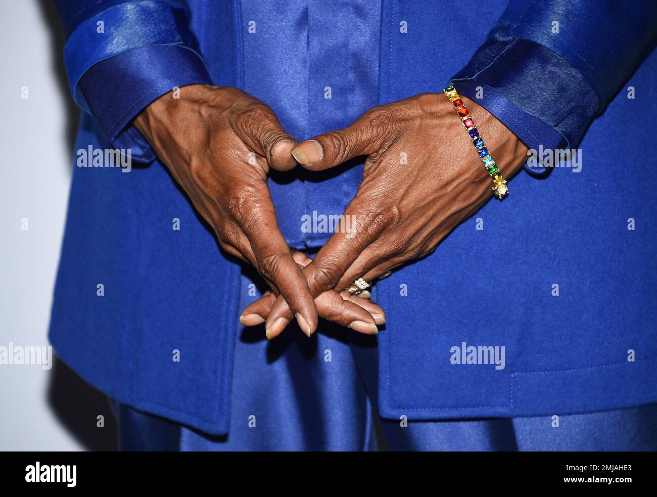 A close-up of rapper Snoop Dogg's hands at the world premiere of the ...