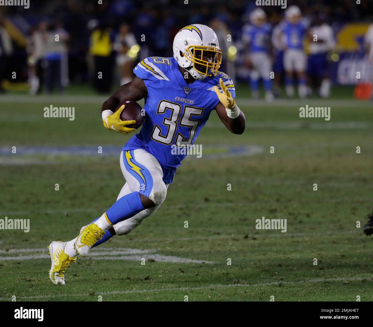 Los Angeles Chargers running back Troymaine Pope (35) runs against the ...