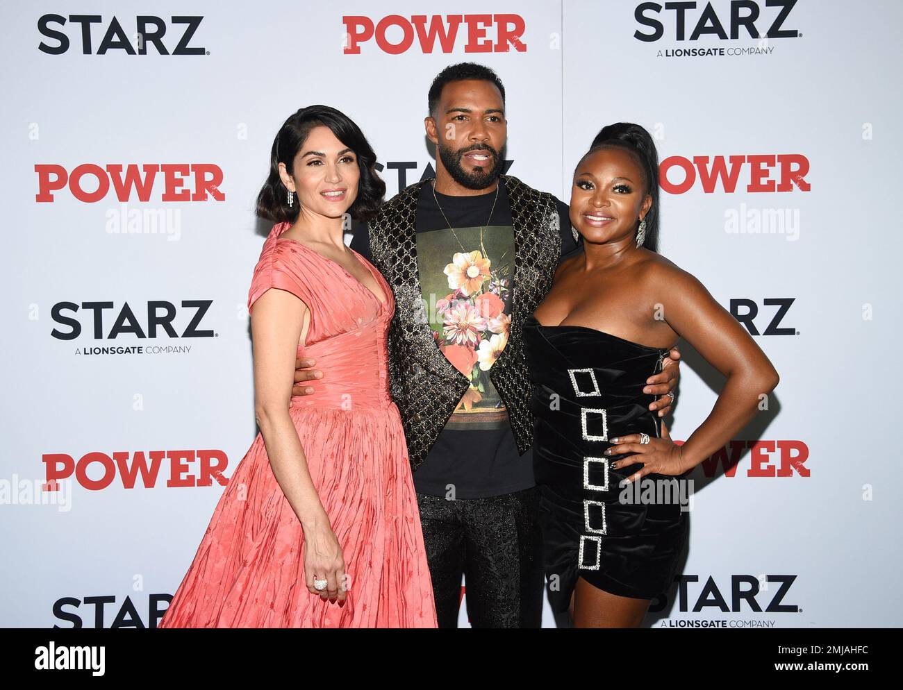 Actors Lela Loren, left, Omari Hardwick and Naturi Naughton attend the world premiere of the ...