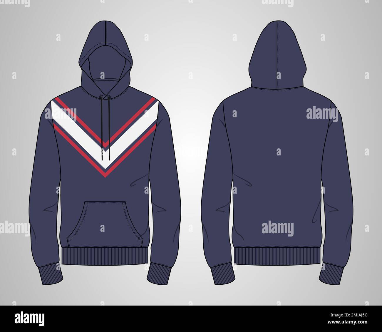 Long sleeve hoodie technical fashion Drawing sketch template front and ...