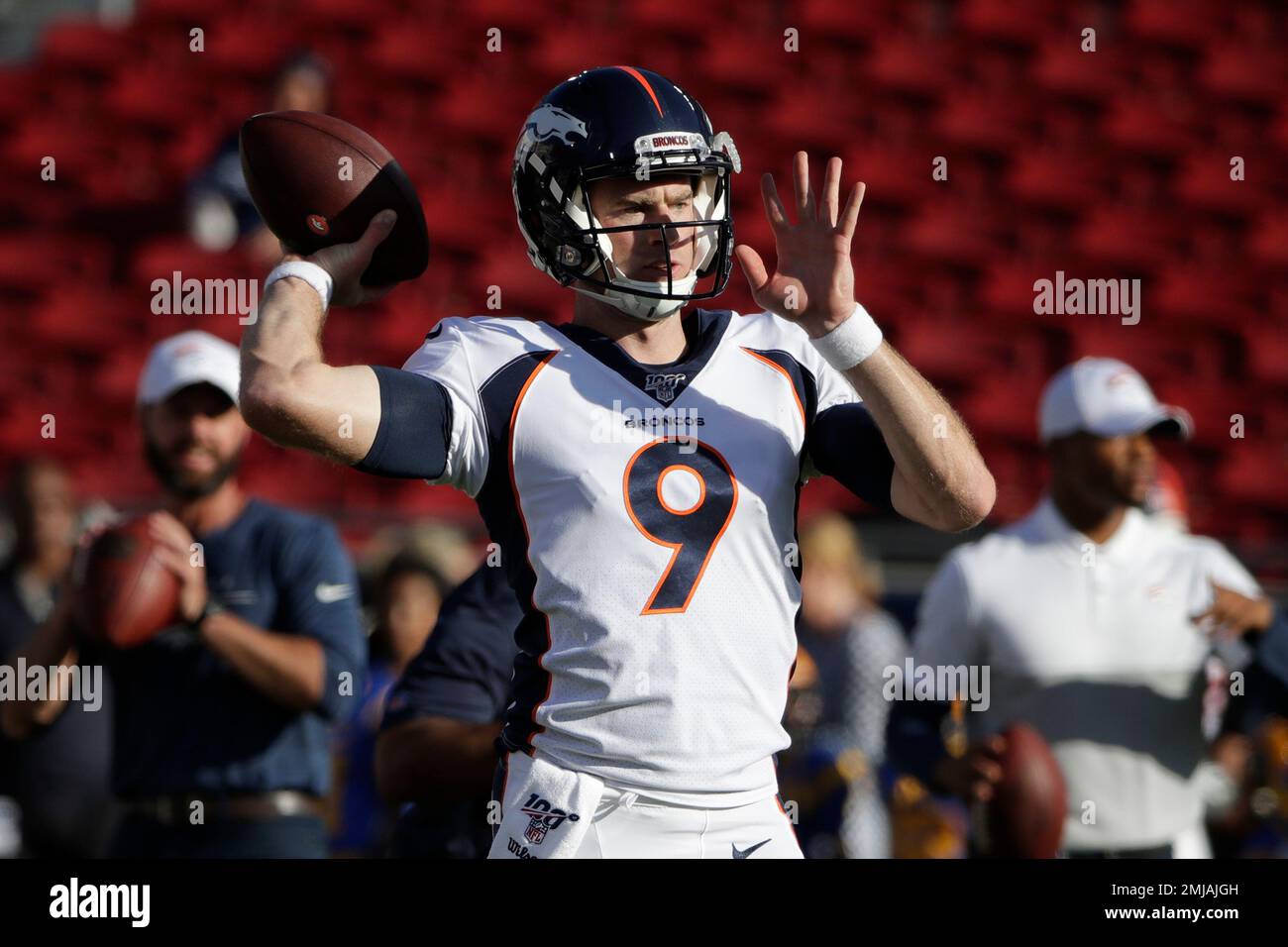 Denver Broncos quarterback Kevin Hogan (9) during an NFL preseason ...