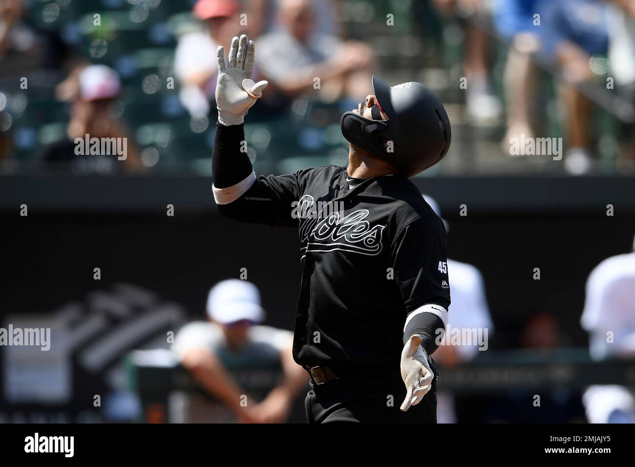 Baltimore Orioles' Jonathan Villar celebrates his home run during the ...