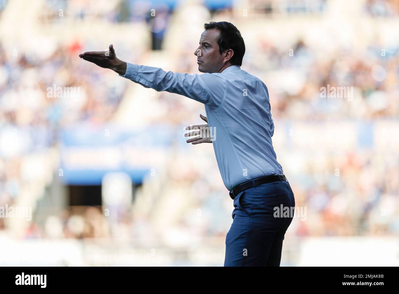Rennes' coach Stephan Julien gestures during the League One soccer ...