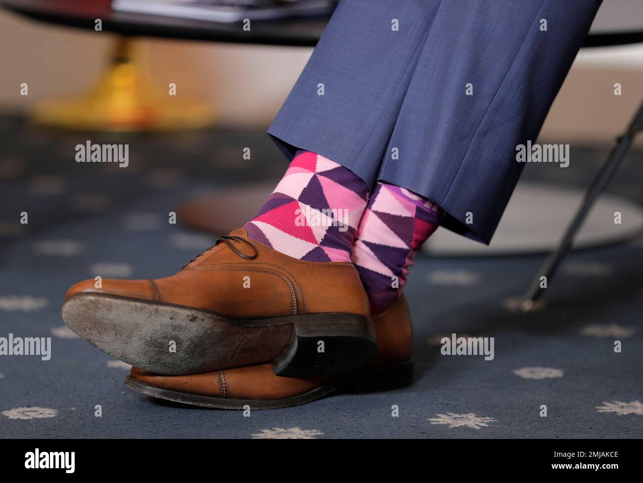 Canadian Prime Minister Justin Trudeau sports a pair of colorful socks ...