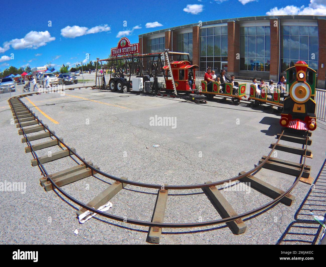 Outdoor play centre for children with train and railway attractions ...