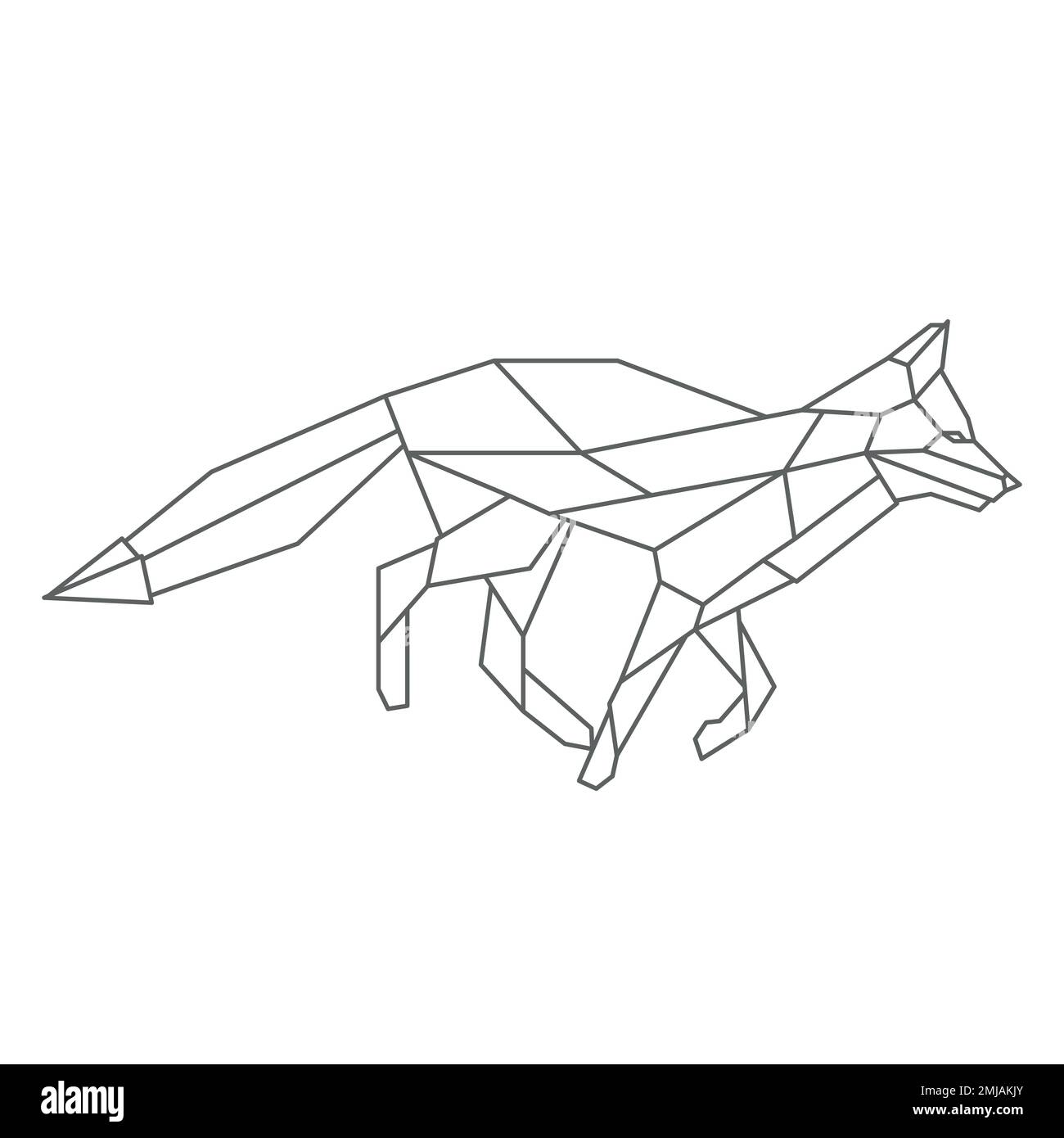 The fox runs to hunt. Geometric linear wild animal. Abstract minimalistic illustration. Stylish ...